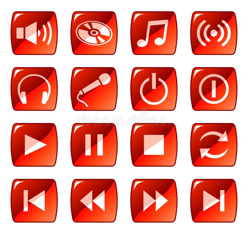 Red web icons / buttons 4 stock vector. Illustration of icons - 6668824