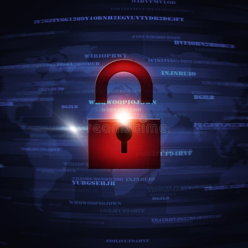 Red Security Lock stock illustration. Illustration of protection - 43642119