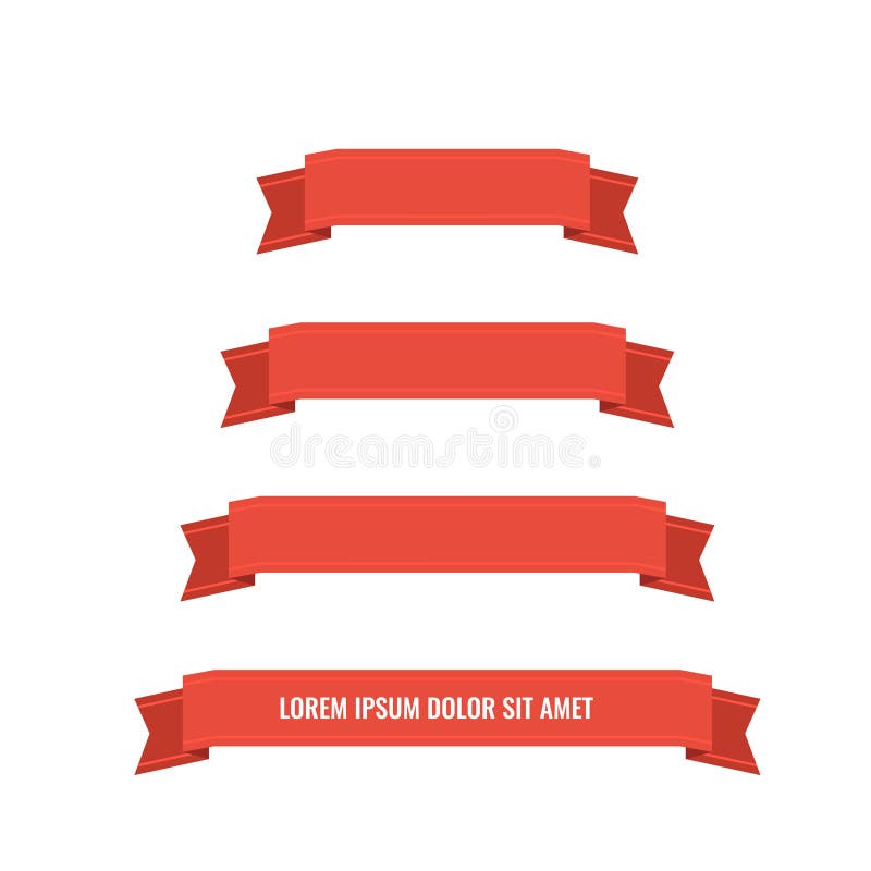 Red web ribbon banners set stock vector. Illustration of quality - 87295859