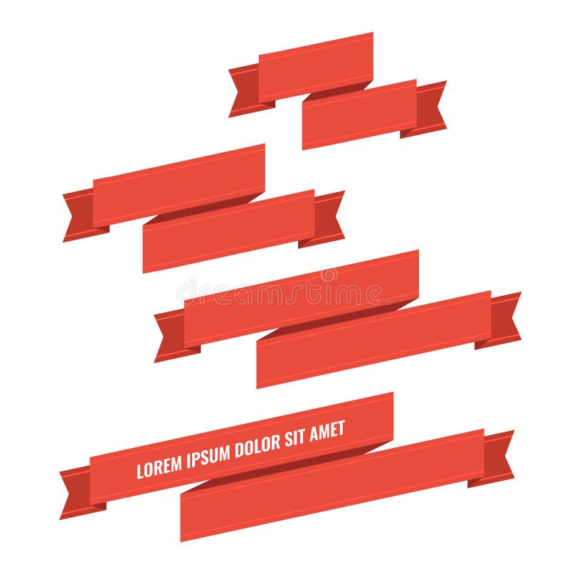 Red web ribbon banners set stock vector. Illustration of collection ...