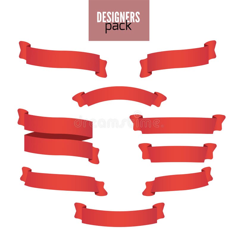 Red Web Ribbon Banners Set. Vector Illustration for Design Stock Vector ...