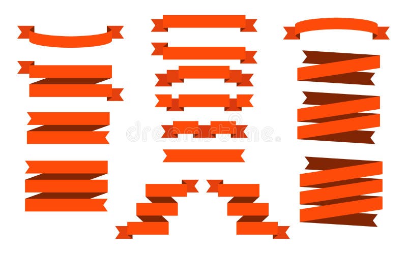 Red Web Ribbons Set Isolated on White Background Stock Illustration ...