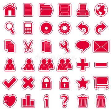 Red Web Stickers Icons [1] stock vector. Illustration of graph - 10628595