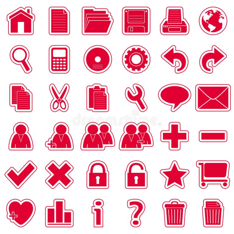Red Web Stickers Icons [1] stock vector. Illustration of graph - 10628595