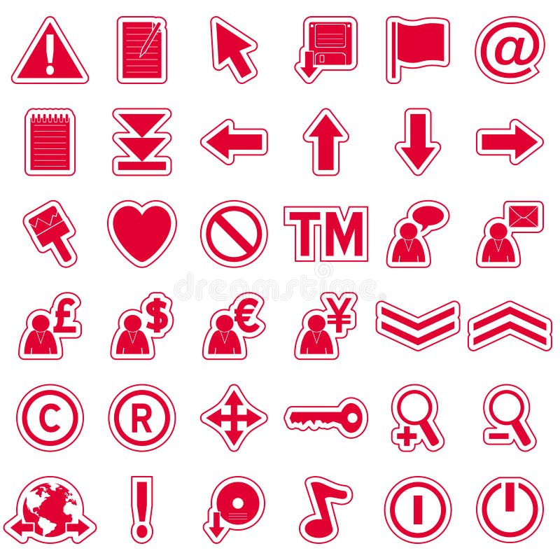Red Web Stickers Icons [1] stock vector. Illustration of graph - 10628595