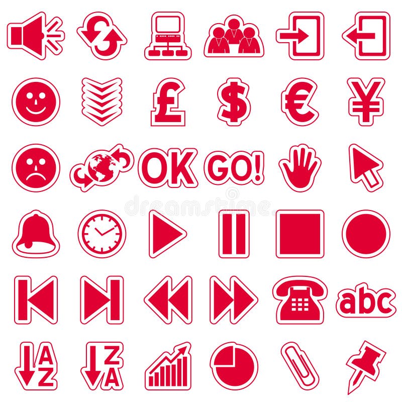 Red Web Stickers Icons [1] stock vector. Illustration of graph - 10628595