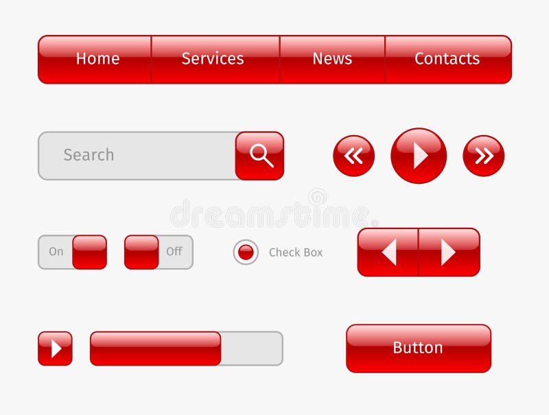 Red Web Ui Elements on Gray Stock Vector - Illustration of design ...