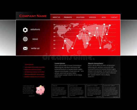 Red website template stock illustration. Illustration of planet - 19228758