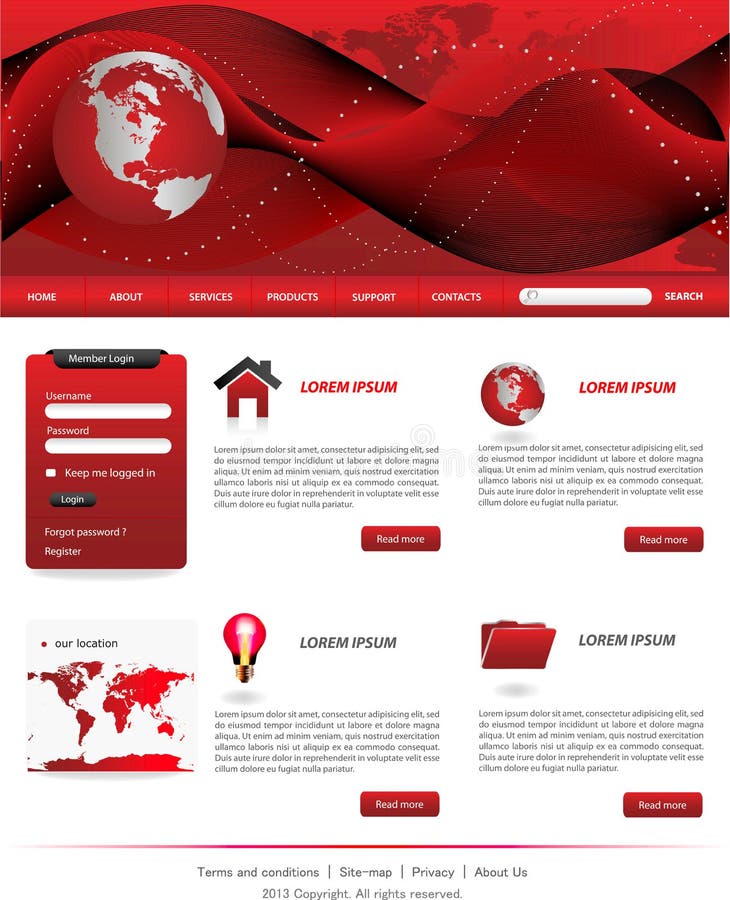 Red website templates stock vector. Illustration of shiny - 28914700
