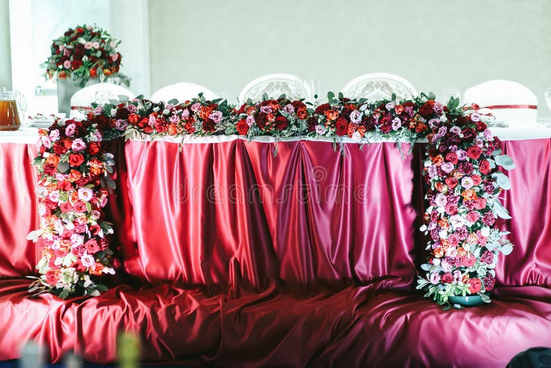 Red Wedding Table Pictured from the Front Stock Photo - Image of ...
