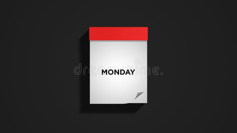 Red Weekly Calendar Showing Monday on a Red Wall Stock Illustration ...