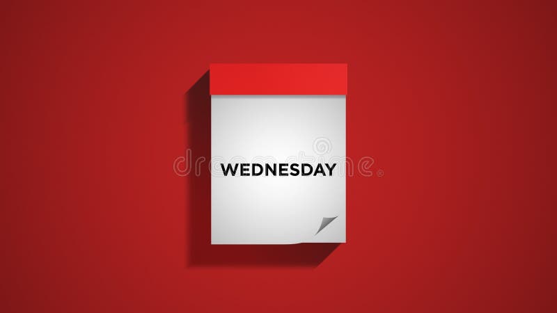 Red Weekly Calendar Showing Monday on a Red Wall Stock Illustration ...