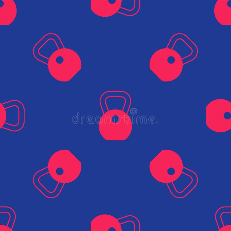 Red Weight Icon Isolated Seamless Pattern on Blue Background. Kilogram ...