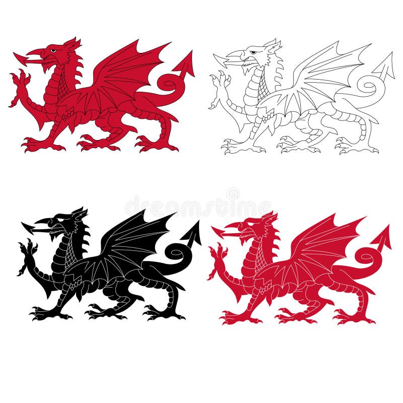 Red Welsh Dragon. Red Dragon Graphic Sign. Welsh Pride Stock ...