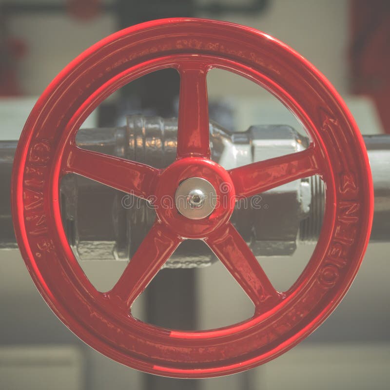 Red Wheel Handle Turn To Open Stock Image - Image of machine, piping ...