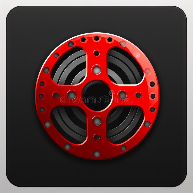 A Red Wheel Icon on a Black Background Stock Image - Image of spin ...