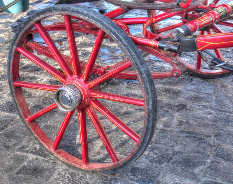 Red Wheel of Old-style Carriage Stock Image - Image of rural, road ...