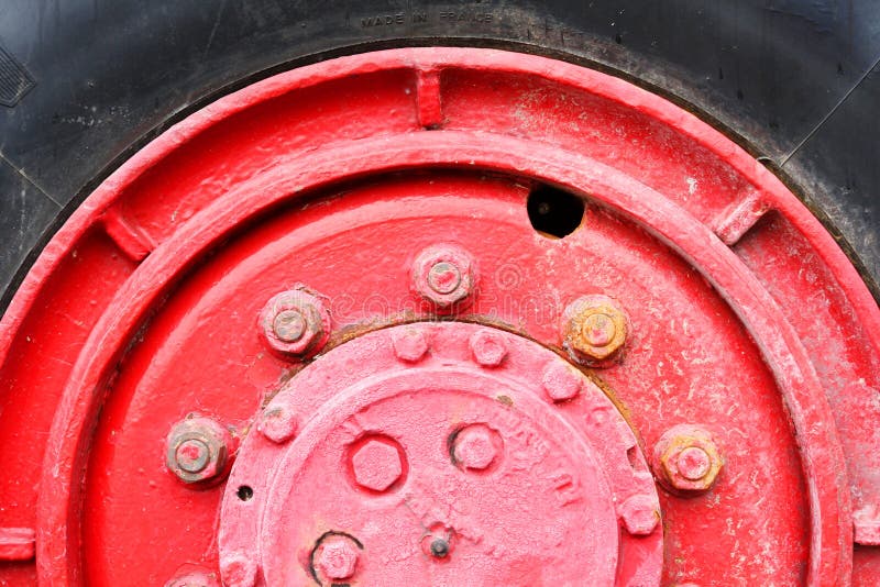Red Wheel truck. stock image. Image of circular, parked - 24855087