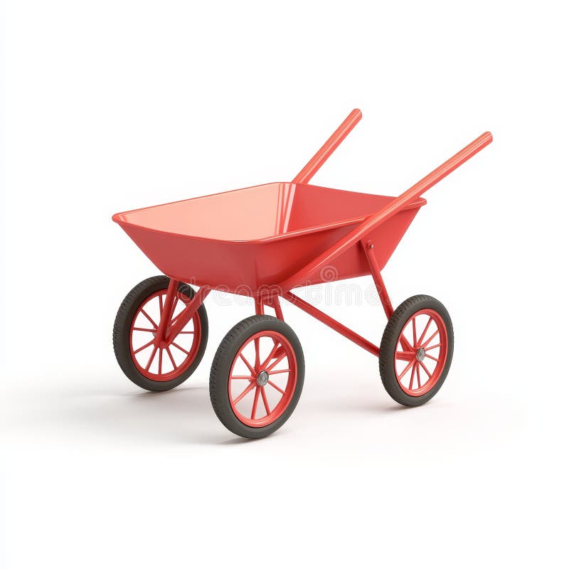 Red Wheelbarrow 3D Render Side View, Construction Tool, Minimalist ...