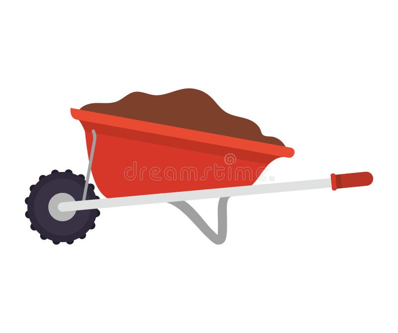 Red wheelbarrow icon stock vector. Illustration of transportation ...