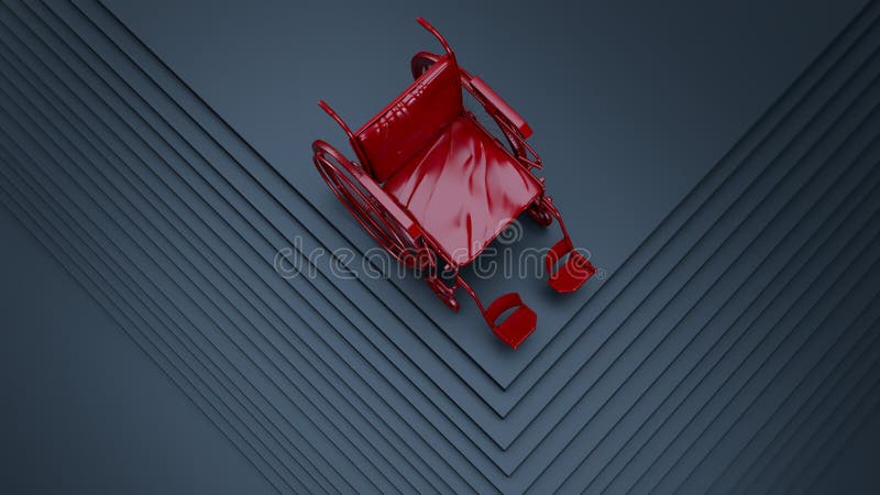 Red Wheelchair in Front of Black Stairs. Problems of People with ...