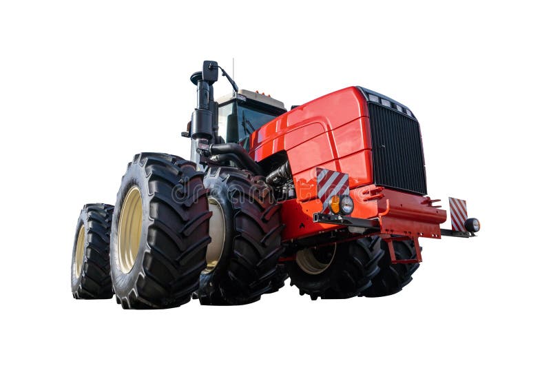 Red Wheeled Agricultural Tractor Isolated Stock Image - Image of ...