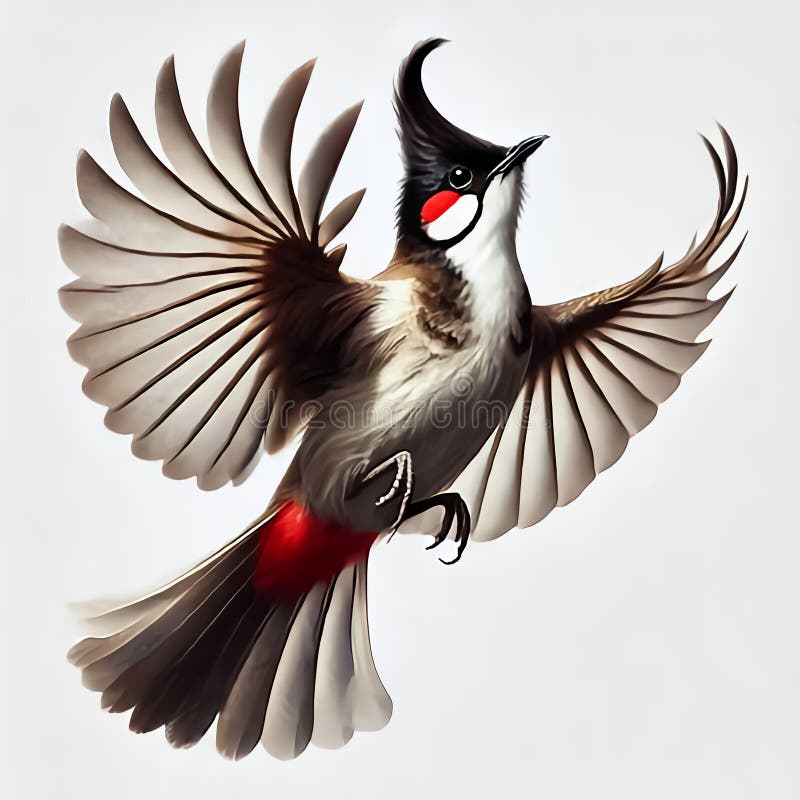 Red-Whisked Bulbul stock illustration. Illustration of wings - 348768228