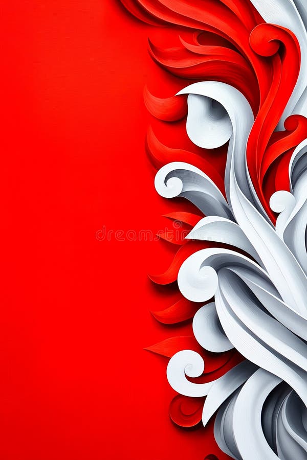 A Red and White Abstract Background with Swirls and Swirls Stock ...