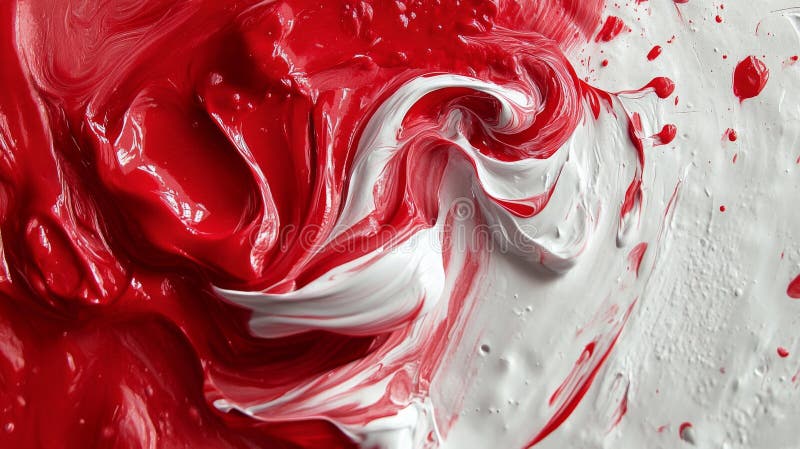 Red and White Abstract Paint Swirl Texture, Artistic Background ...