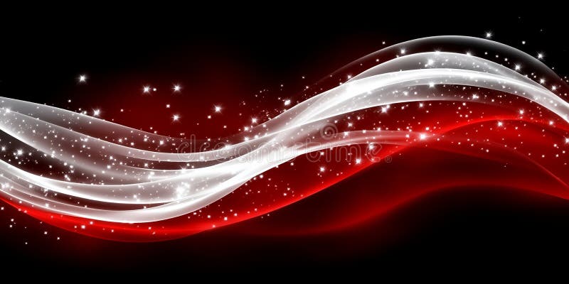 Red and White Abstract Waves Background with Sparkling Stars Festive ...