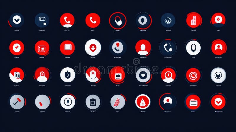 Red and White App Icons stock illustration. Illustration of background ...