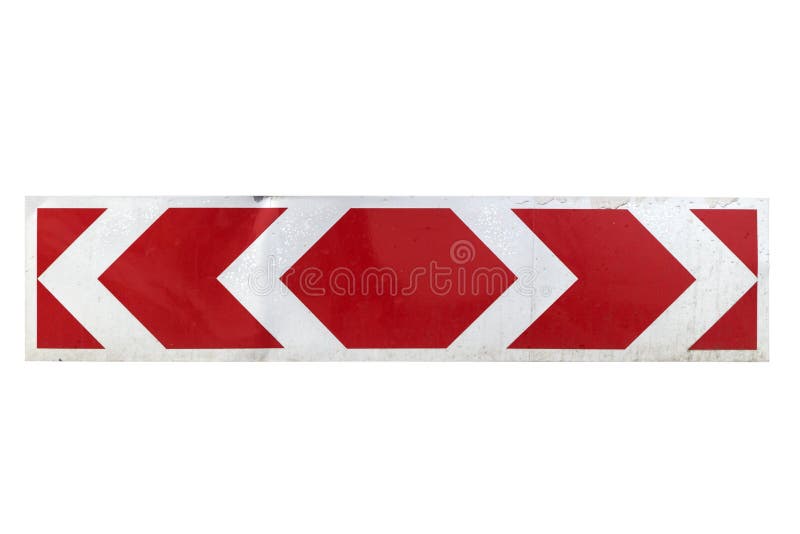 Red and White Arrow Direction Traffic Sign Isolated on White Stock ...