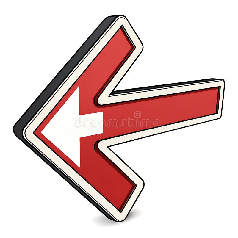 Red and White Arrow Pointing Left with a Black Outline on a White ...
