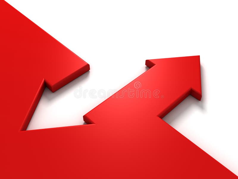 Red and White Arrows in Opposite Directions Stock Illustration ...
