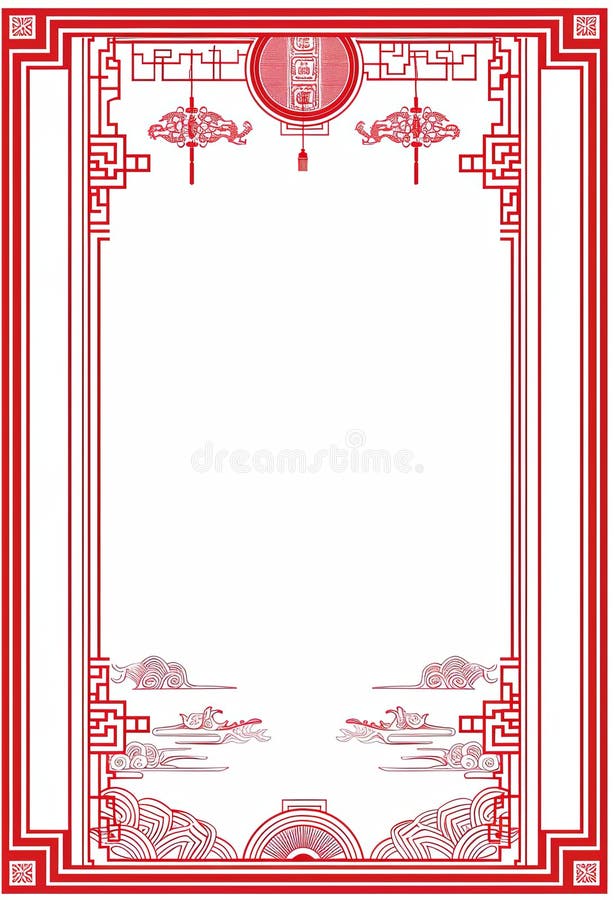 A Red and White Art Deco Frame Stock Vector - Illustration of pattern ...