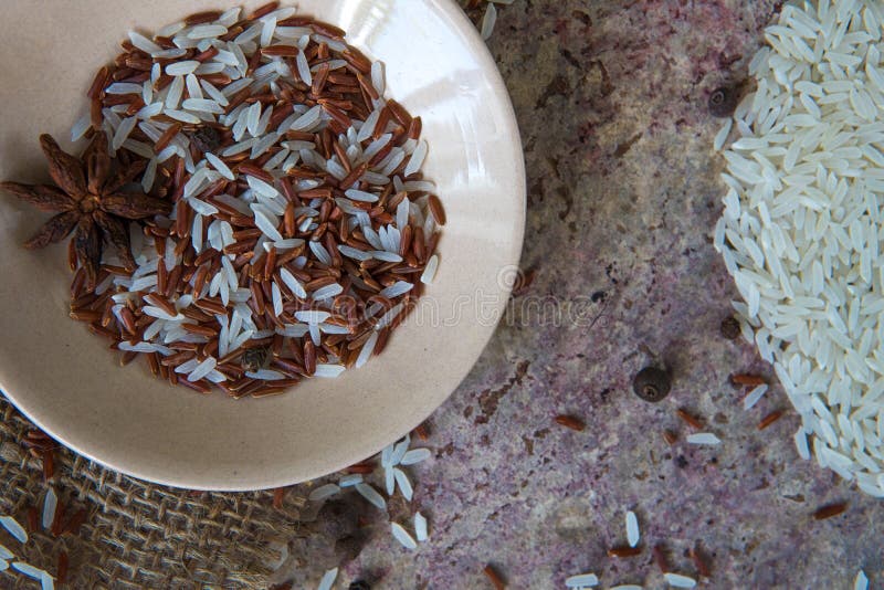 Red and White Asian Rice Top View Stock Image - Image of basmati, long ...