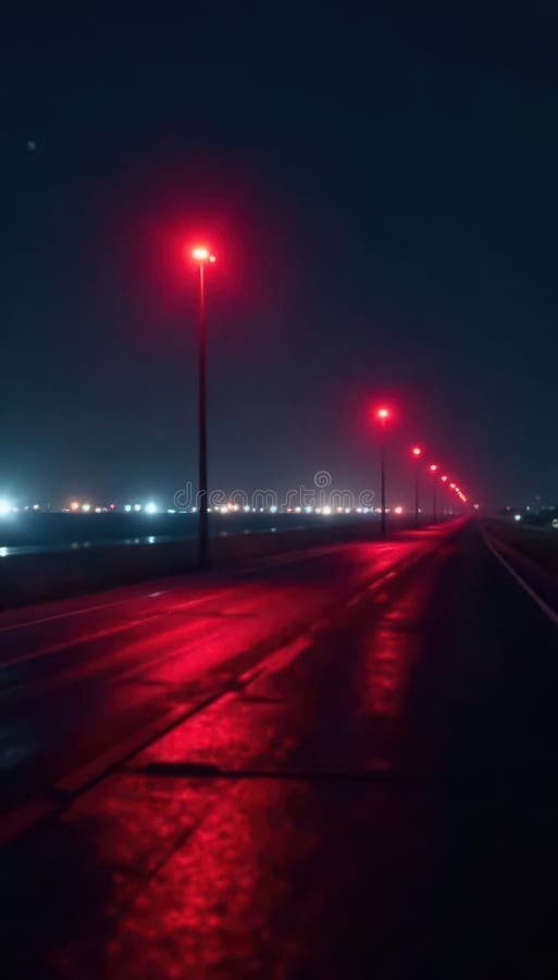 Red and White Aviation Warning Lights at Night, Aerial, Control Stock ...