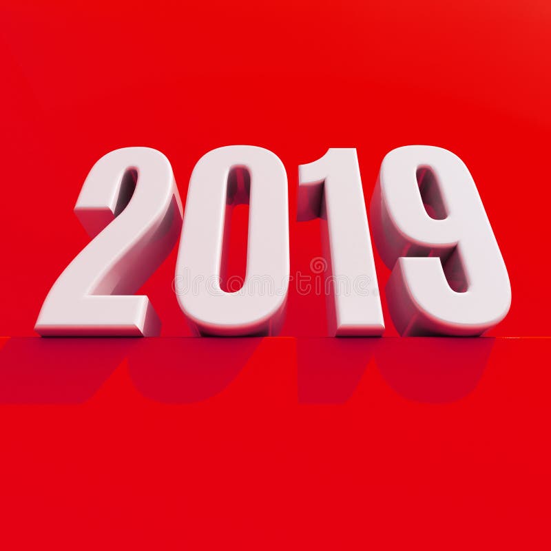 New Year Red 2019 Creative Design Concept 3D Rendered Image Stock ...