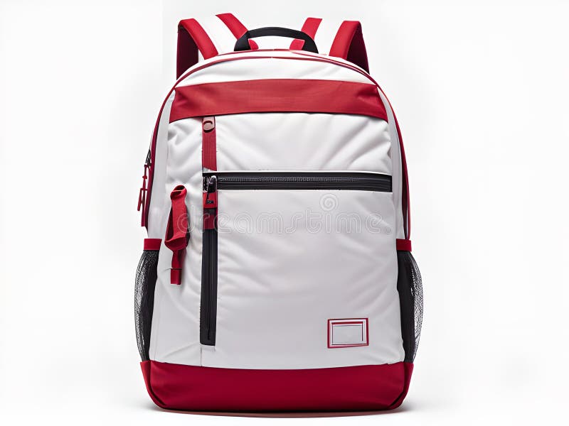 Red White Backpack, Bag, Back Pack Stock Illustration - Illustration of ...