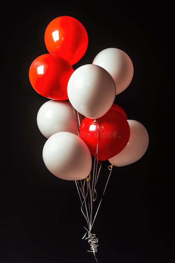 Red and White Balloons stock photo. Image of gift, strings - 379666110