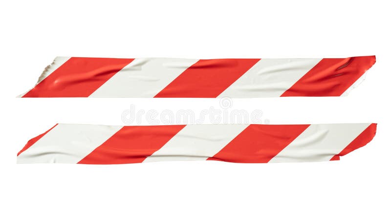 Red and White Barricade Tape on White Background with Clipping Path ...