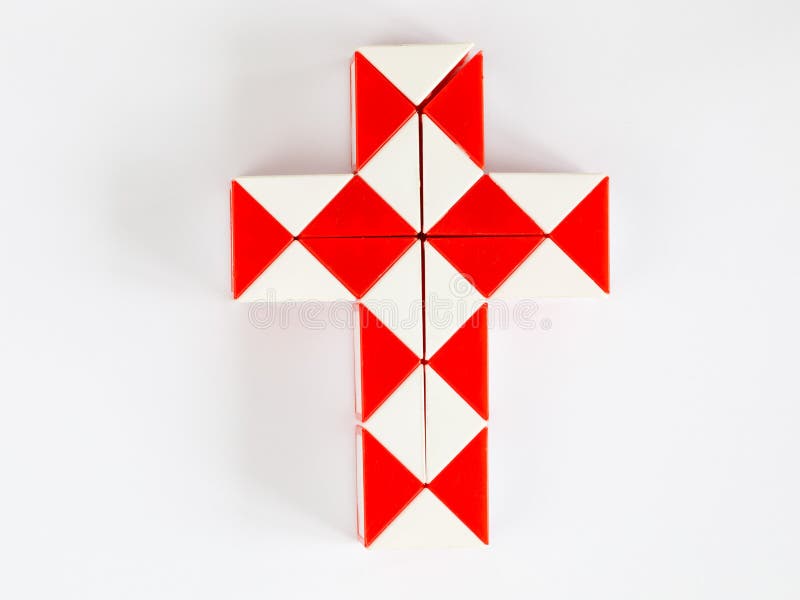 Red and White Bicolor Magic Snake Twist Puzzle in Shape of Cross ...