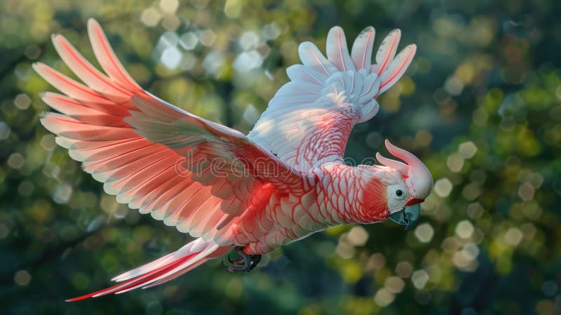 A Red and White Bird Flying through the Air, Suitable for Various ...