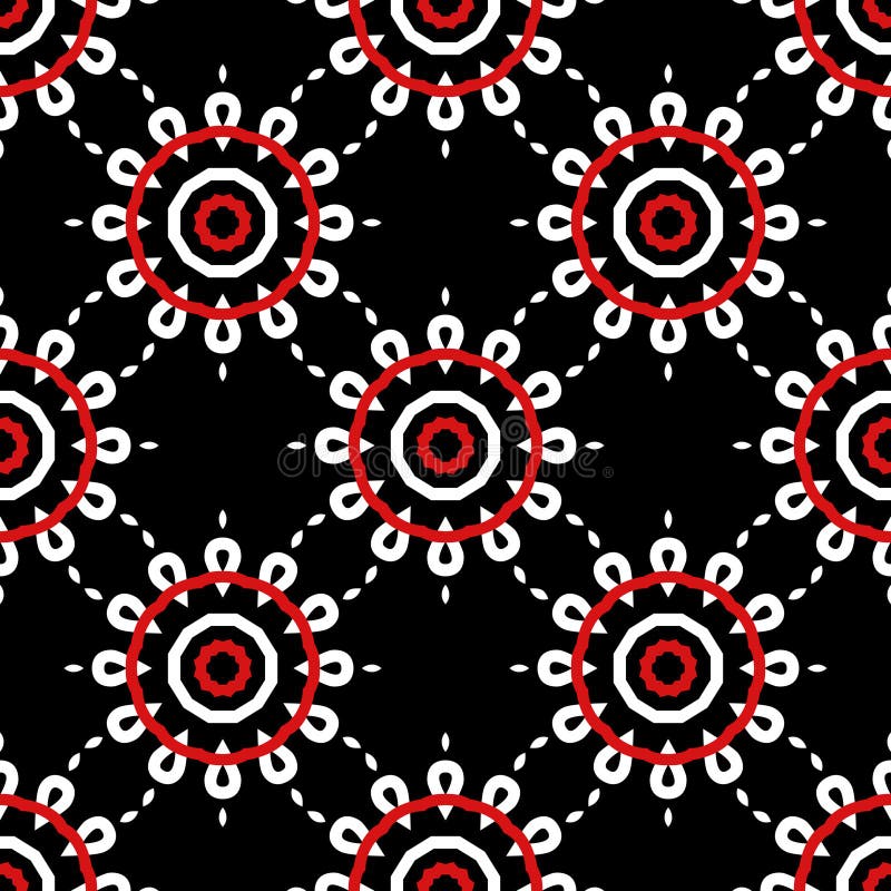 Red White and Black Abstract Floral Pattern Stock Vector - Illustration ...