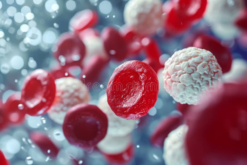 Red and White Blood Cells Can Be Seen Floating in Water, Demonstrating ...