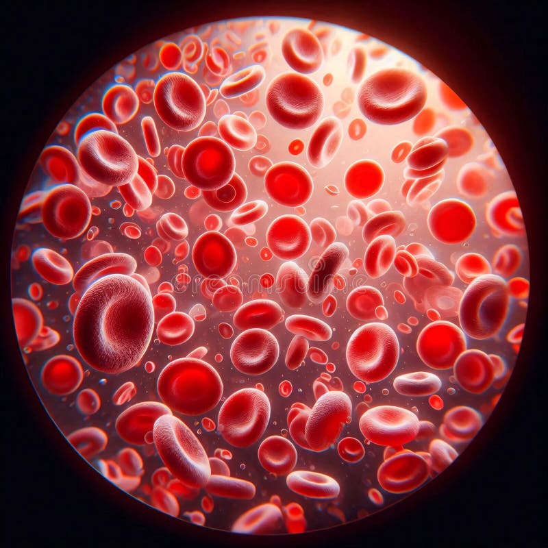 Red and White Blood Cells Floating in a Dark Background, Showcasing the ...