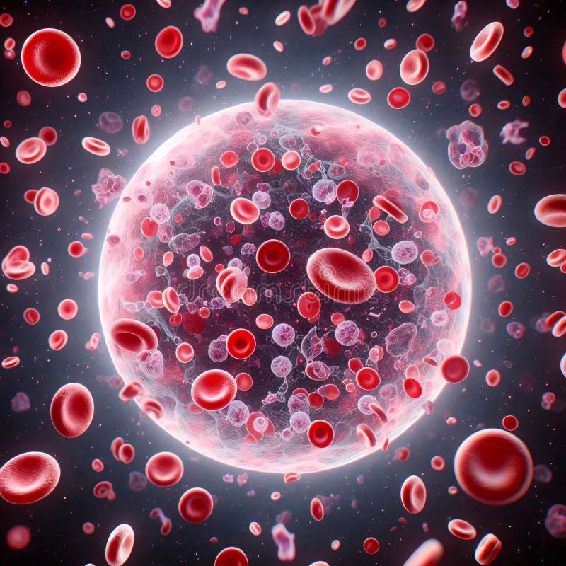 Red and White Blood Cells Floating in a Dark Background, Showcasing the ...