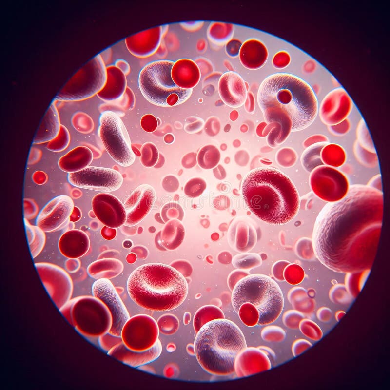 Red and White Blood Cells Floating in a Dark Background, Showcasing the ...
