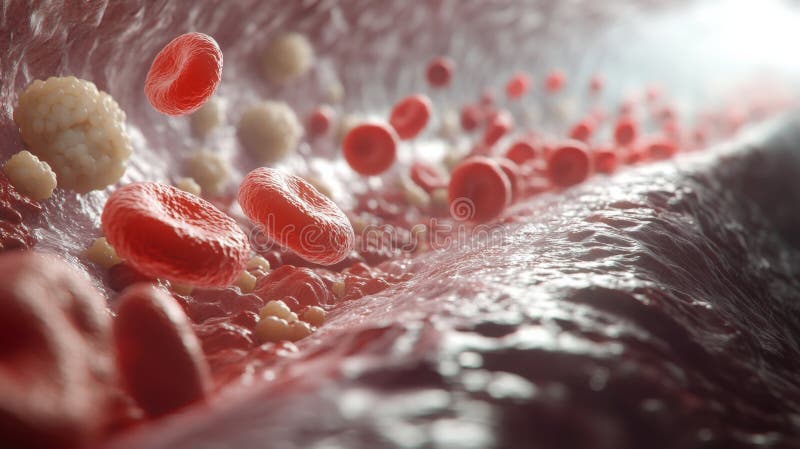 Detailed Visualization of Blood Cells Flowing through Human Bloodstream ...