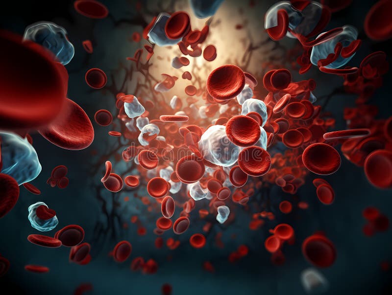 Red and White Blood Cells in a Blood Vessel Stock Illustration ...